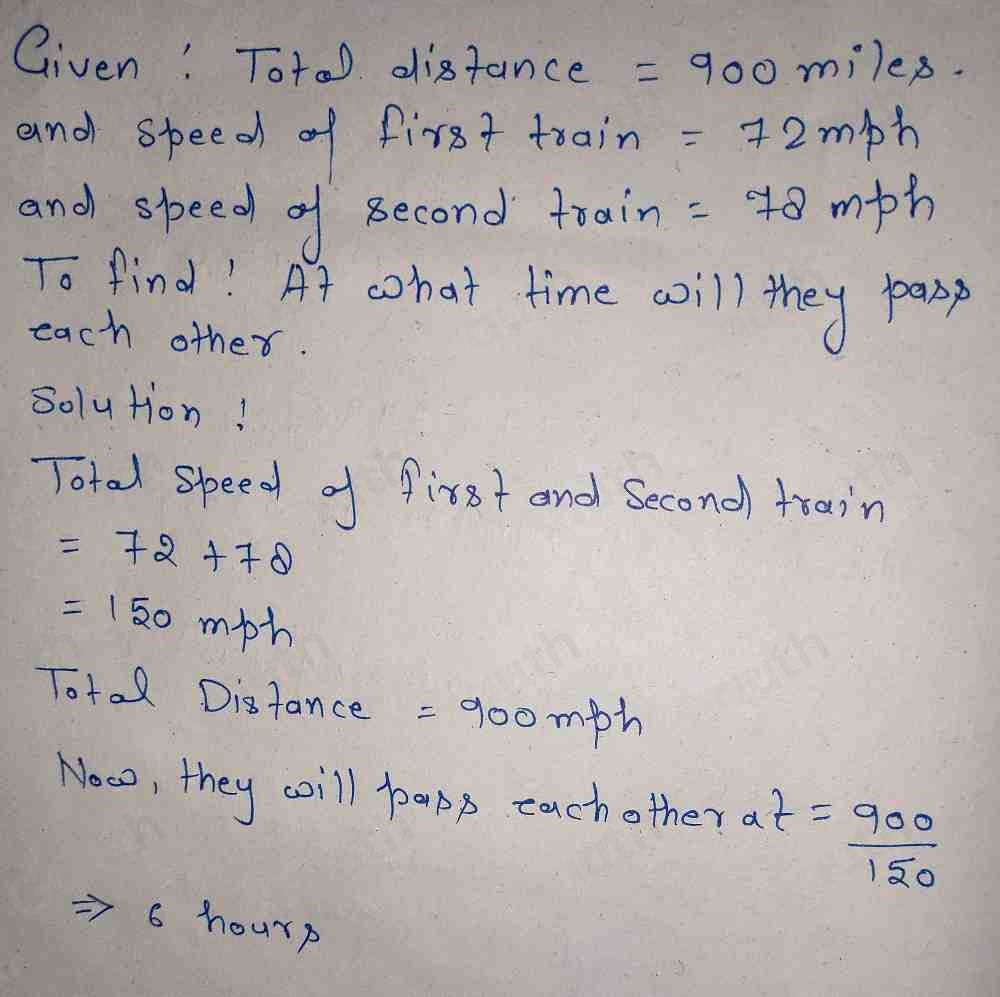 Solved: Two trains, traveling towards each other, left from two ...