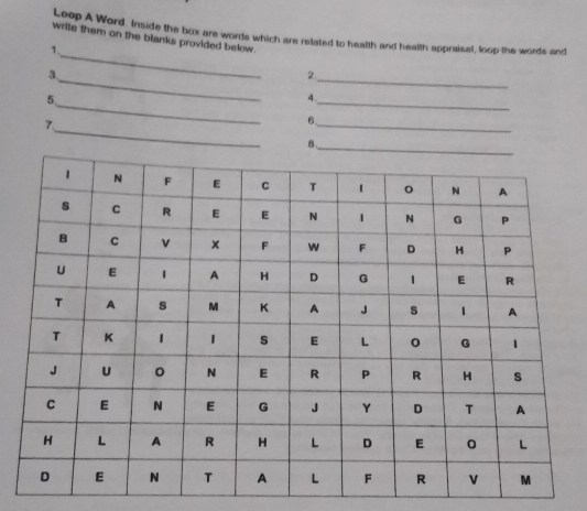 Solved: Loop A Word. Inside the box are words which are related to ...