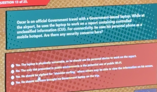Solved: UESTION 13 of 25. Oscar is on official Government travel with a ...
