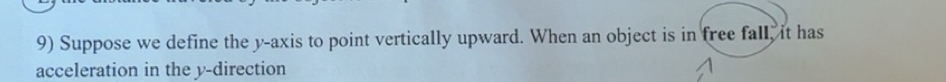 Solved: Suppose we define the y-axis to point vertically upward. When ...
