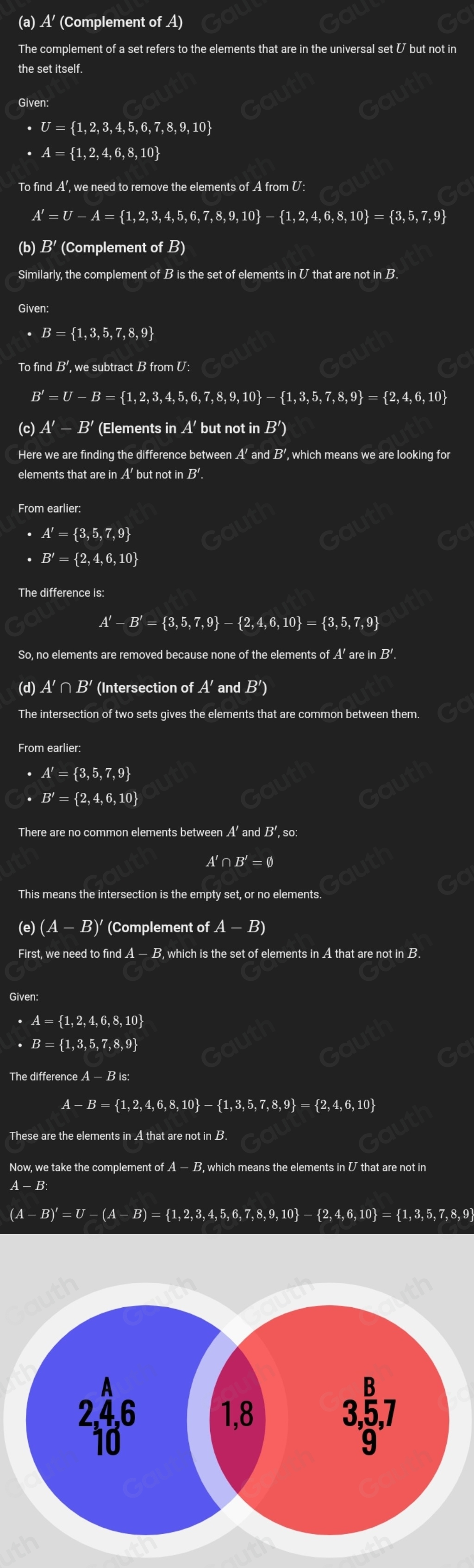 Solved: Draw the Venn diagram and find the following: Let U= 1,2,3,4,5 ...