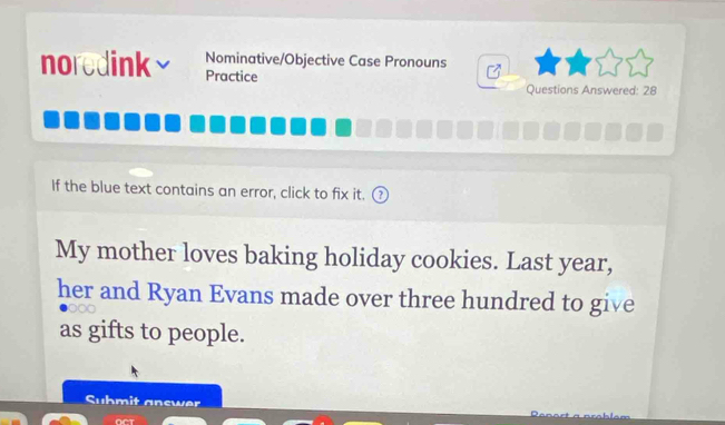 Solved: Nominative/Objective Case Pronouns norodink Practice Questions ...