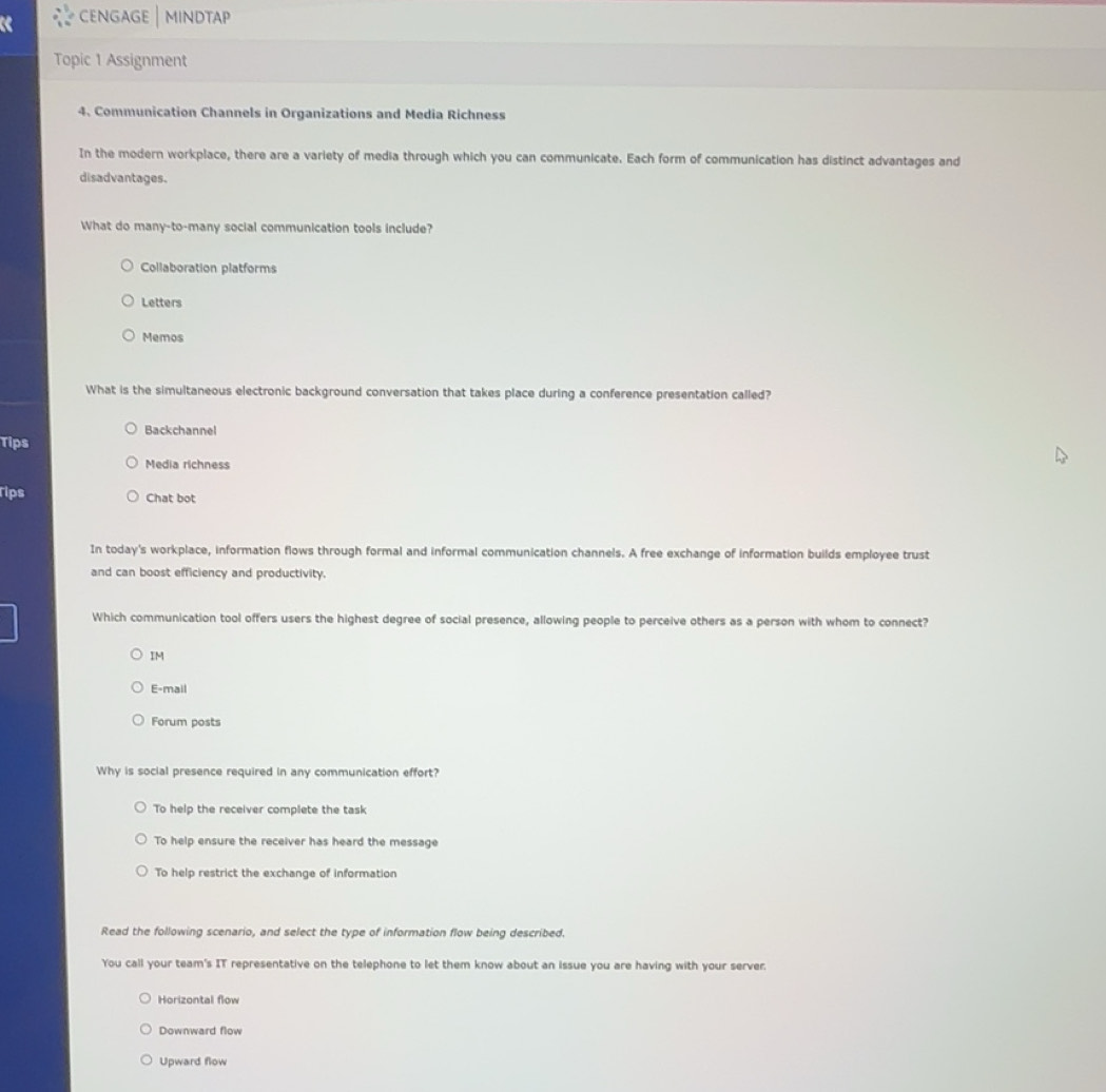 Solved: CENGAGE │ MINDTAP Topic 1 Assignment 4. Communication Channels ...