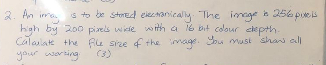 Solved: An inay is to be stored elecronically. The image is 256 pixels ...
