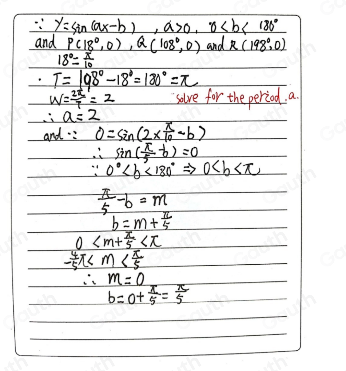 Solved: The figure shows part of the curve with equation y=sin (ax-b ...
