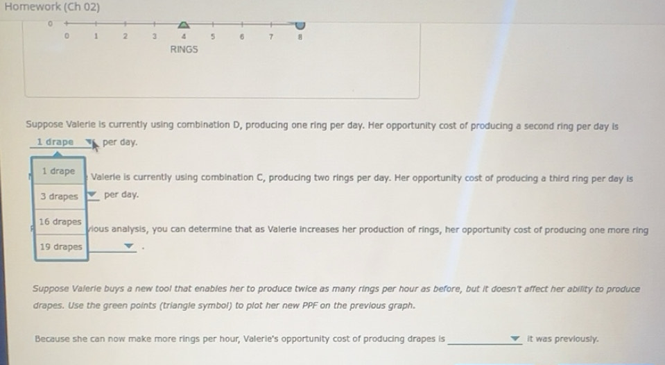 Solved: Homework (Ch 02) Suppose Valerie is currently using combination D, producing one ring ...