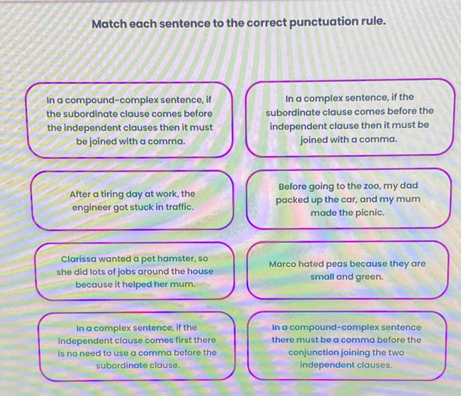 Solved: Match each sentence to the correct punctuation rule. In a ...