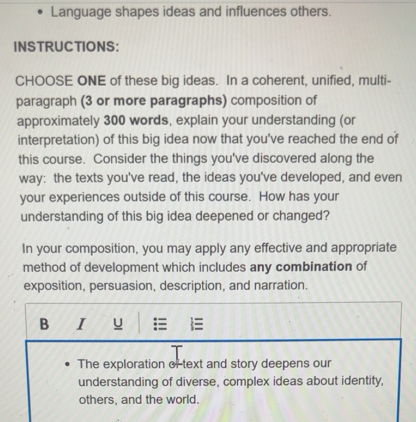 Solved: Language shapes ideas and influences others. INSTRUCTIONS ...