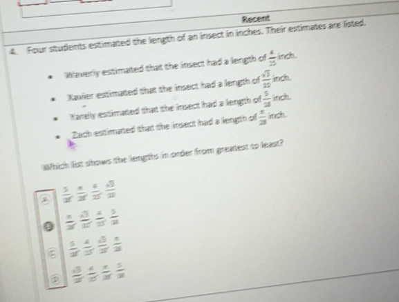 Solved: Recent 4. Four students estimated the length of an insect in ...