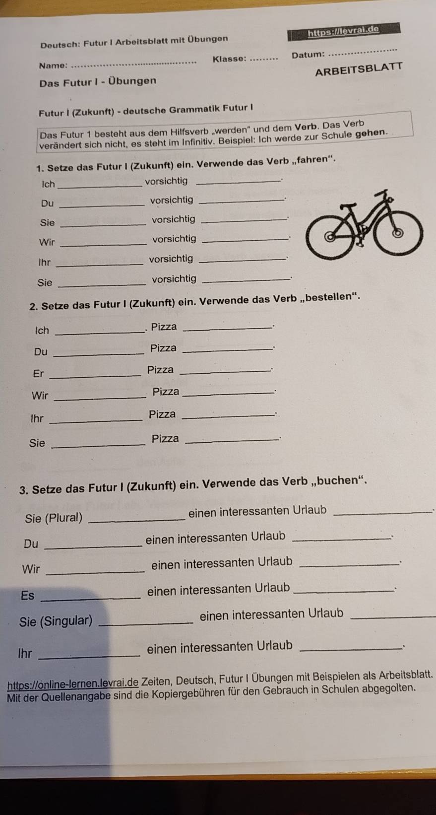 Gelöst:Deutsch: Futur I Arbeitsblatt mit Übungen https://levrai.de Name ...