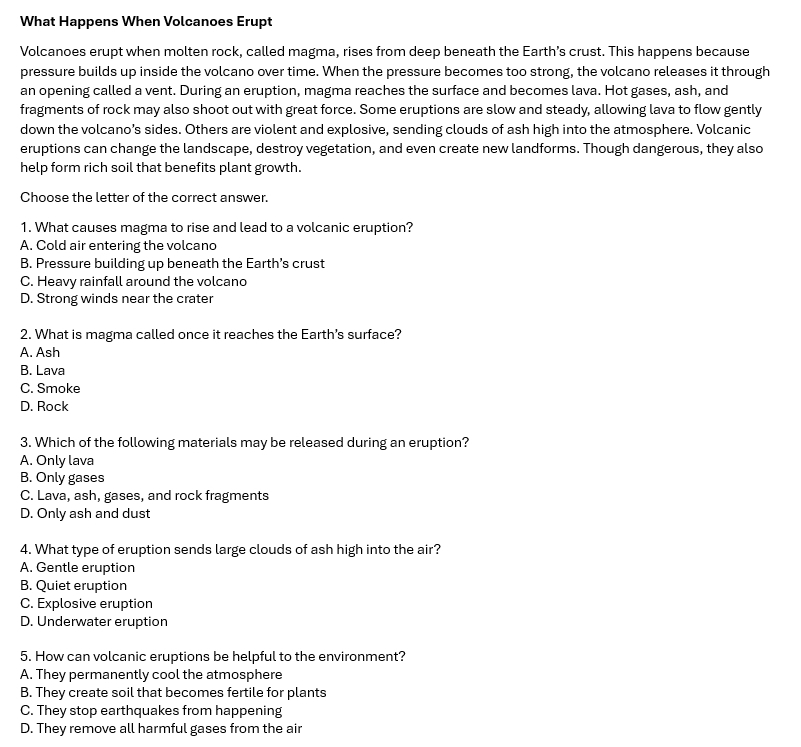 Solved: What Happens When Volcanoes Erupt Volcanoes erupt when molten ...