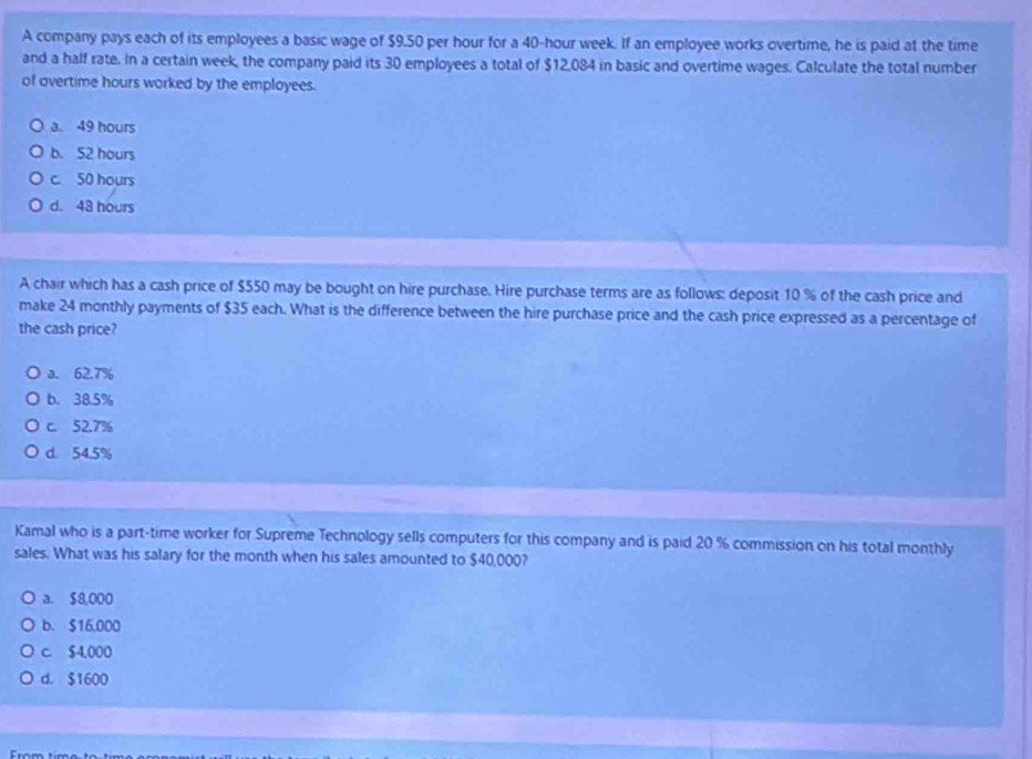 Solved: A company pays each of its employees a basic wage of $9.50 per ...