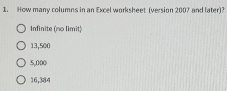 Solved: How many columns in an Excel worksheet (version 2007 and later ...