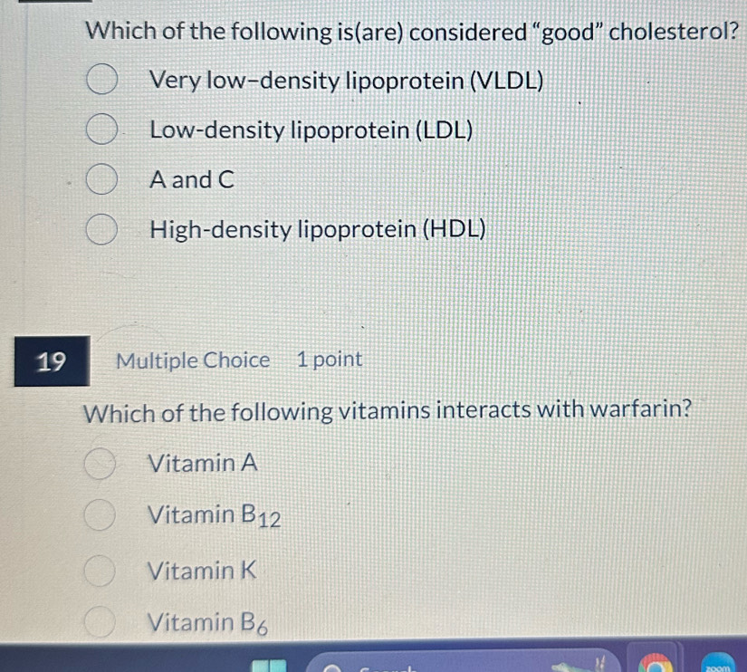 Solved: Which of the following is(are) considered “good” cholesterol ...
