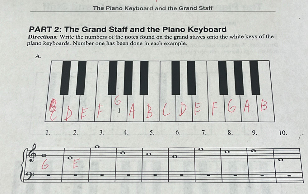 Solved: The Piano Keyboard and the Grand Staff PART 2: The Grand Staff ...