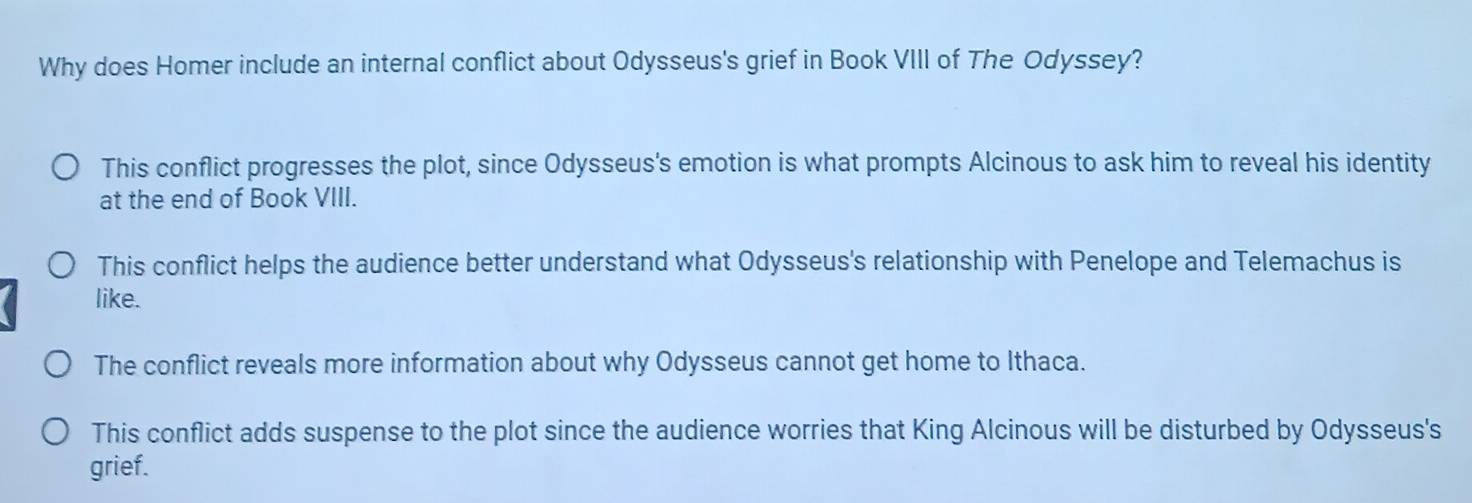 Solved: Why does Homer include an internal conflict about Odysseus's ...