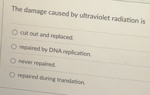 Solved: The damage caused by ultraviolet radiation is cut out and ...