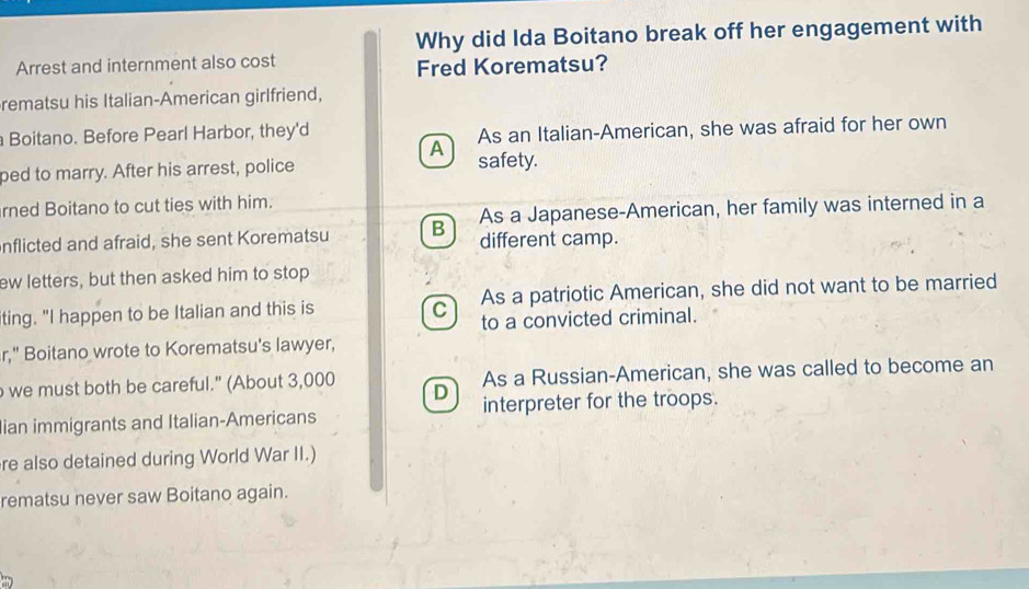 Solved: Why did Ida Boitano break off her engagement with Arrest and ...