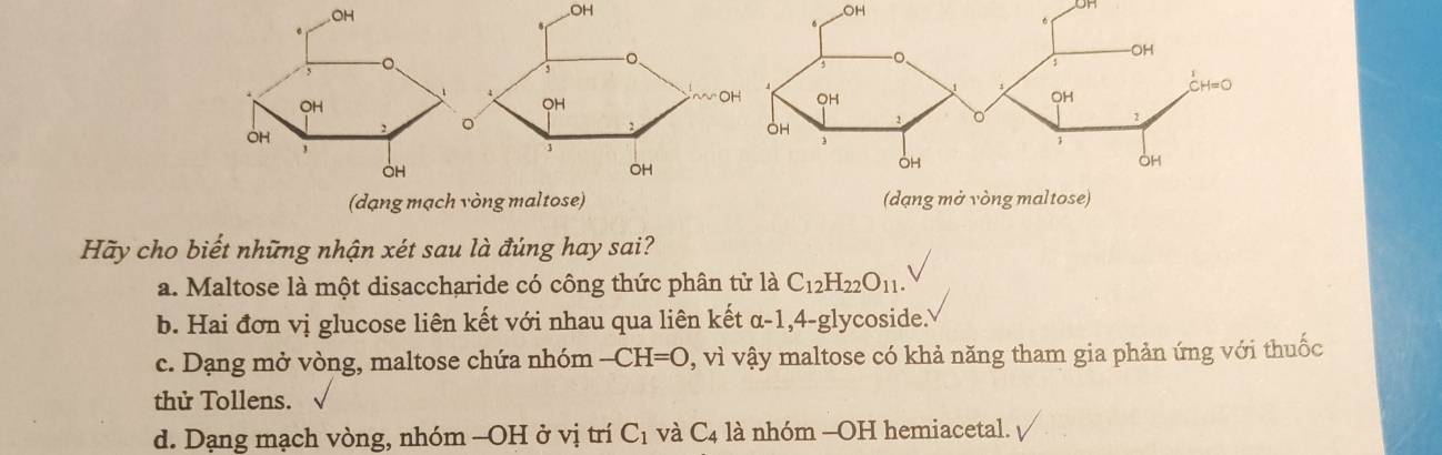 Giải quyết:OH OH OH . 。 , , 、 ~O OH OH ` 。 OH 3 OH OH (dạng mạch vòng ...