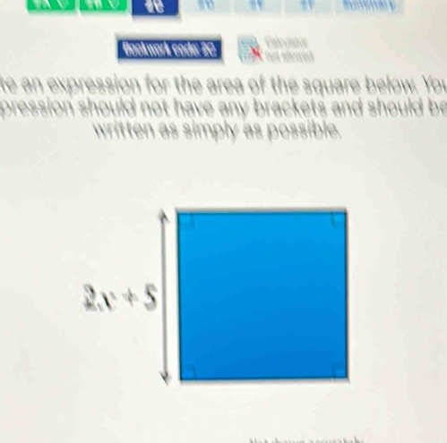 Solved: Bockwork coda: 20 te an expression for the area of the square ...