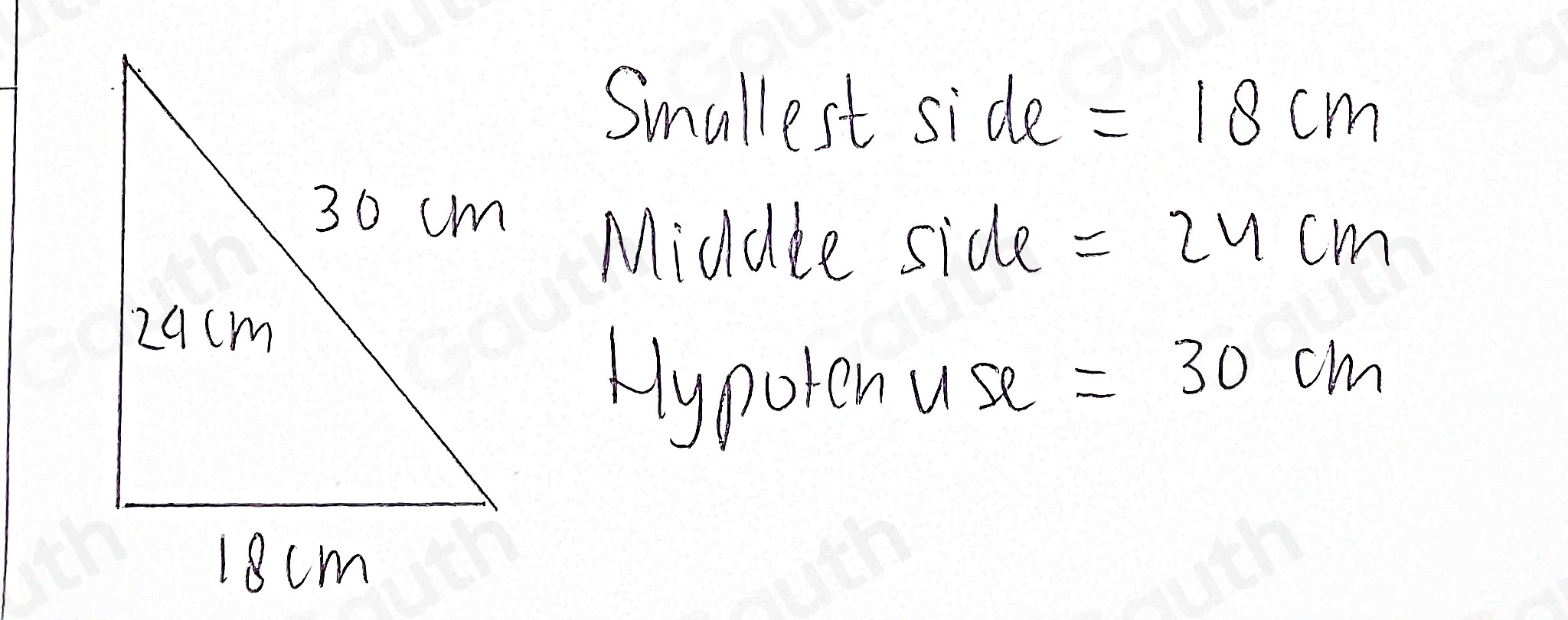 Solved: In a right triangle, the smallest side is 6cm shorter than the ...