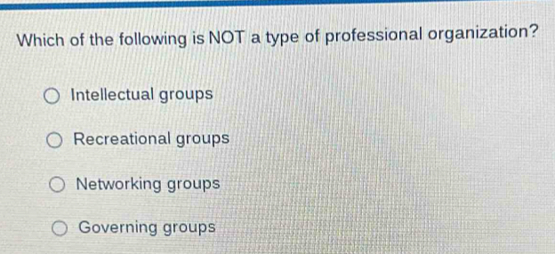 Solved: Which of the following is NOT a type of professional ...