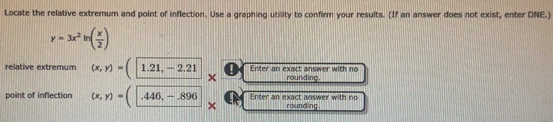 Solved: Locate the relative extremum and point of inflection. Use a ...