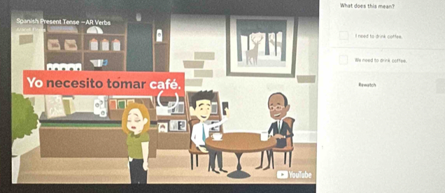 Solved: What does this mean? Spanish Present Tense —AR Verbs I need to ...