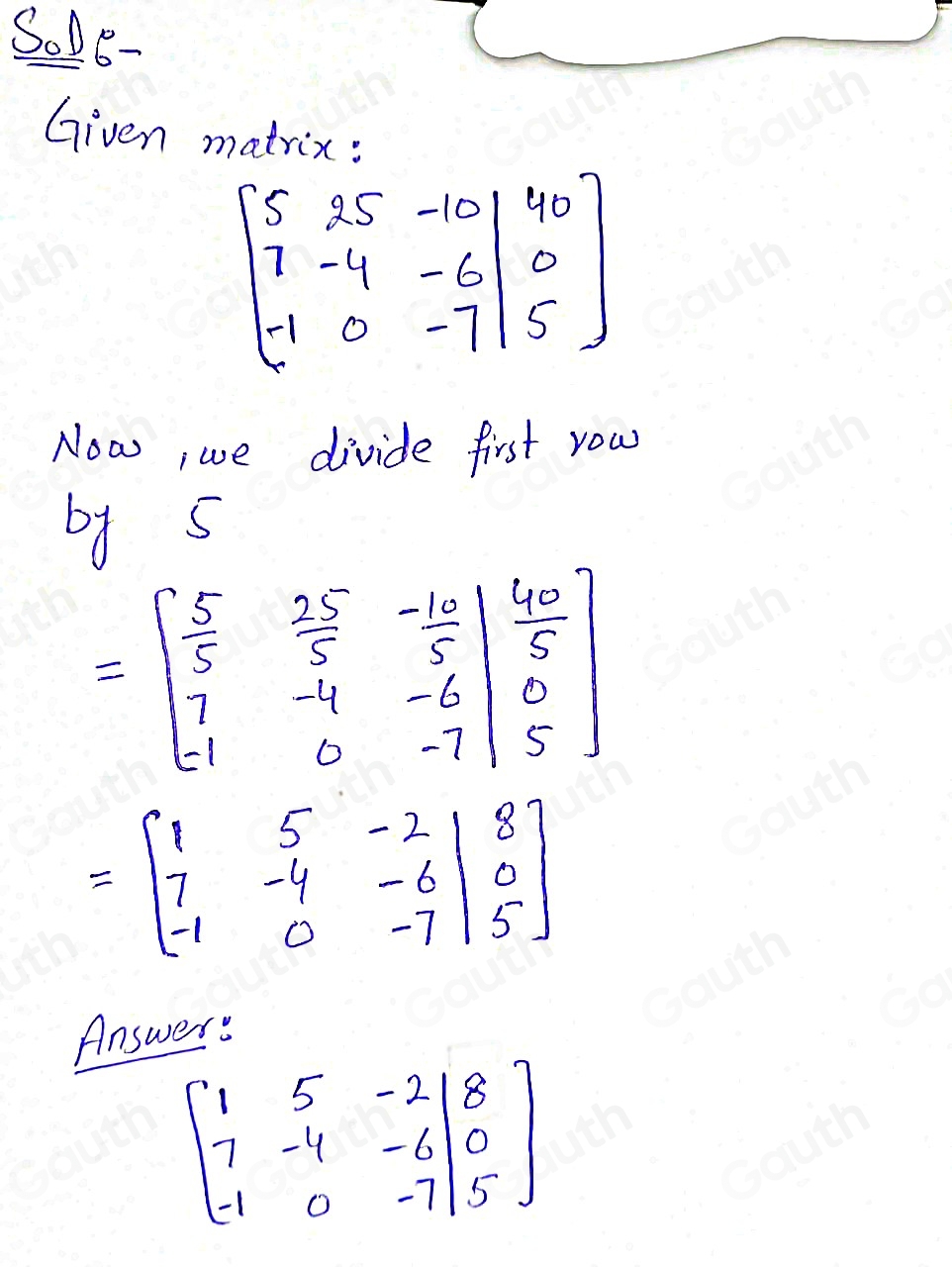 Solved: Perform the following matrix row operation and write the new ...