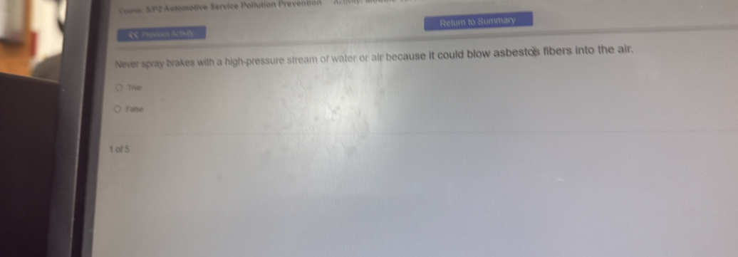 Solved: Comne: S.P2 Automotive Service Pollution Prevention Return to ...