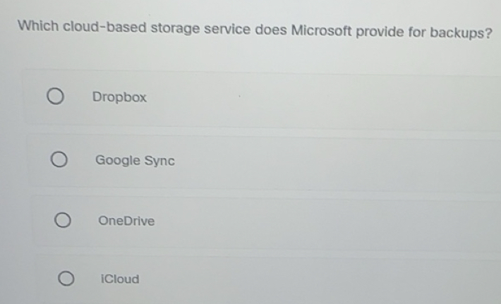 Solved: Which cloud-based storage service does Microsoft provide for ...