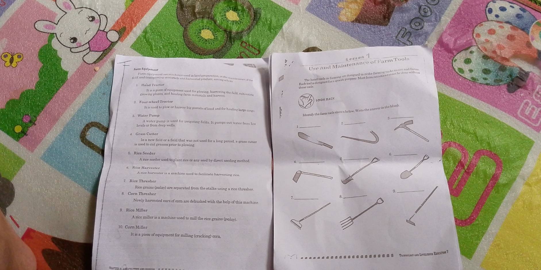 Solved: Lesson Farm Equipment Use and Maintenance of Farm Tools rowing ...