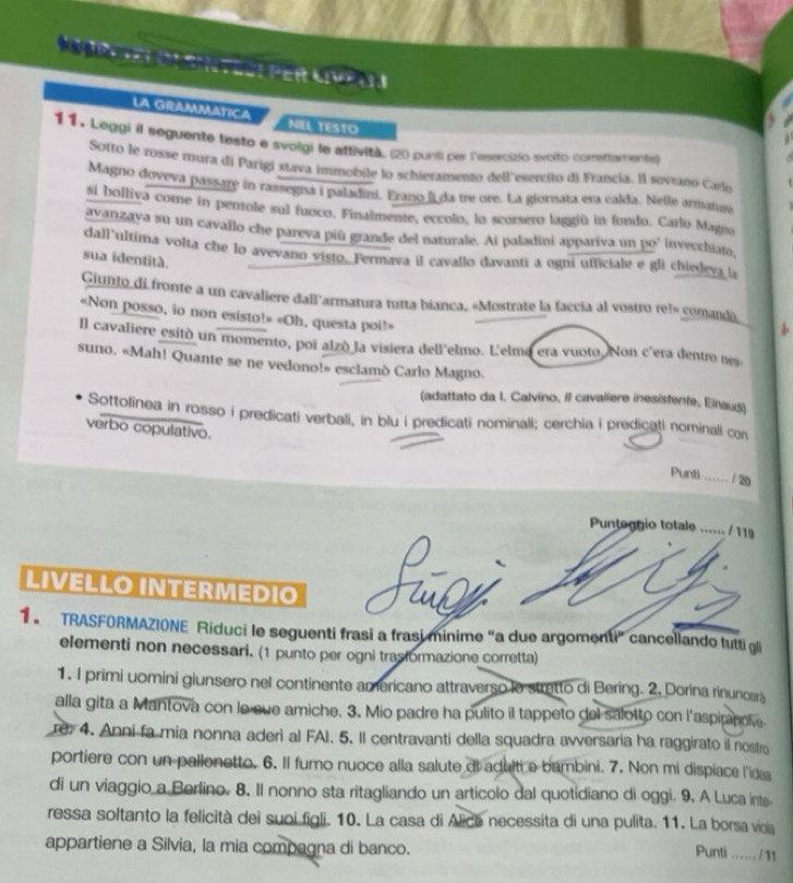 Risolto:ter i an t esi p er Cv P LA GRAMMATICA NEL TESTO 11. Leggi il ...