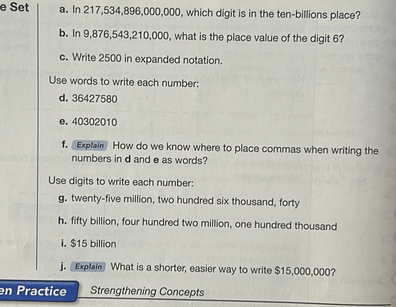 Solved: Set a. In 217,534, 896,000,000, which digit is in the ten-billions place? b. In 9,876 ...