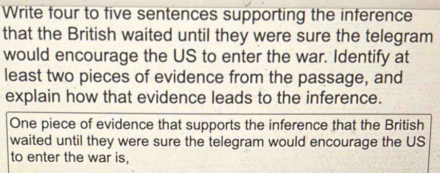 Solved: Write four to five sentences supporting the inference that the ...