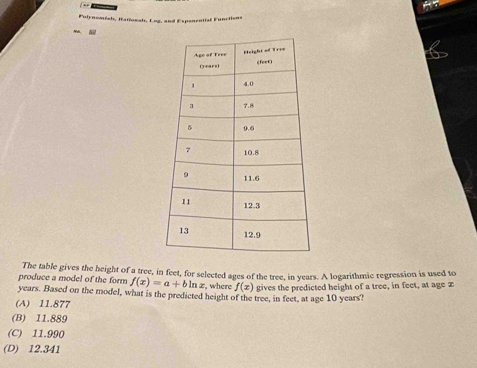 Solved: Polynomials, Rationals, Log, and Exponential Functions N6, The ...