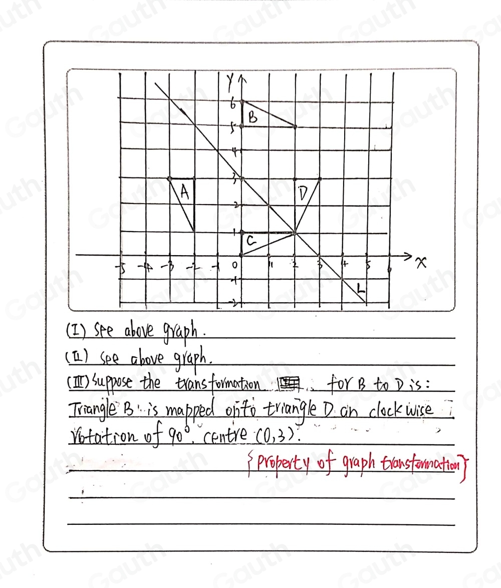 Solved: The diagram shows triangle A and line L. (1) Triangle A is ...