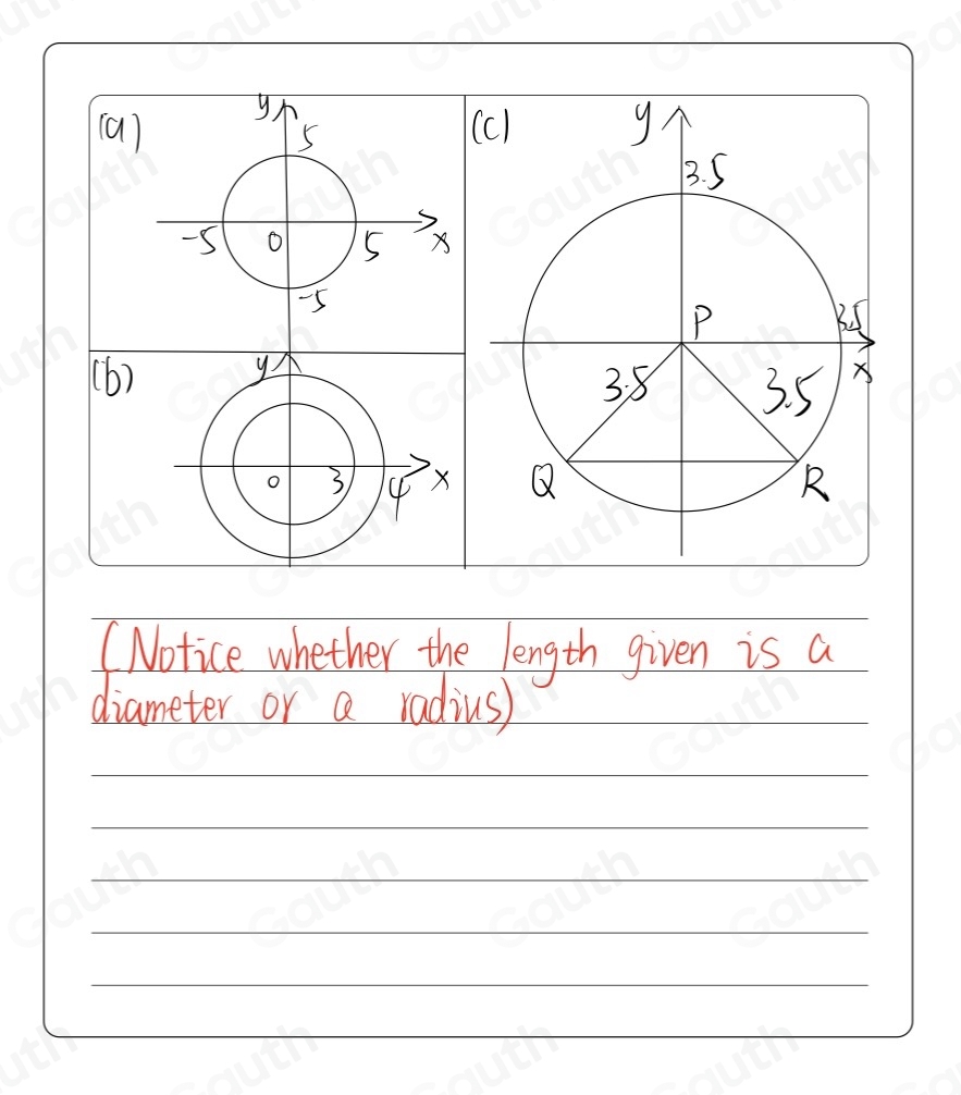 Solved: Draw the following circles, using a pair of compasses. a. Draw ...