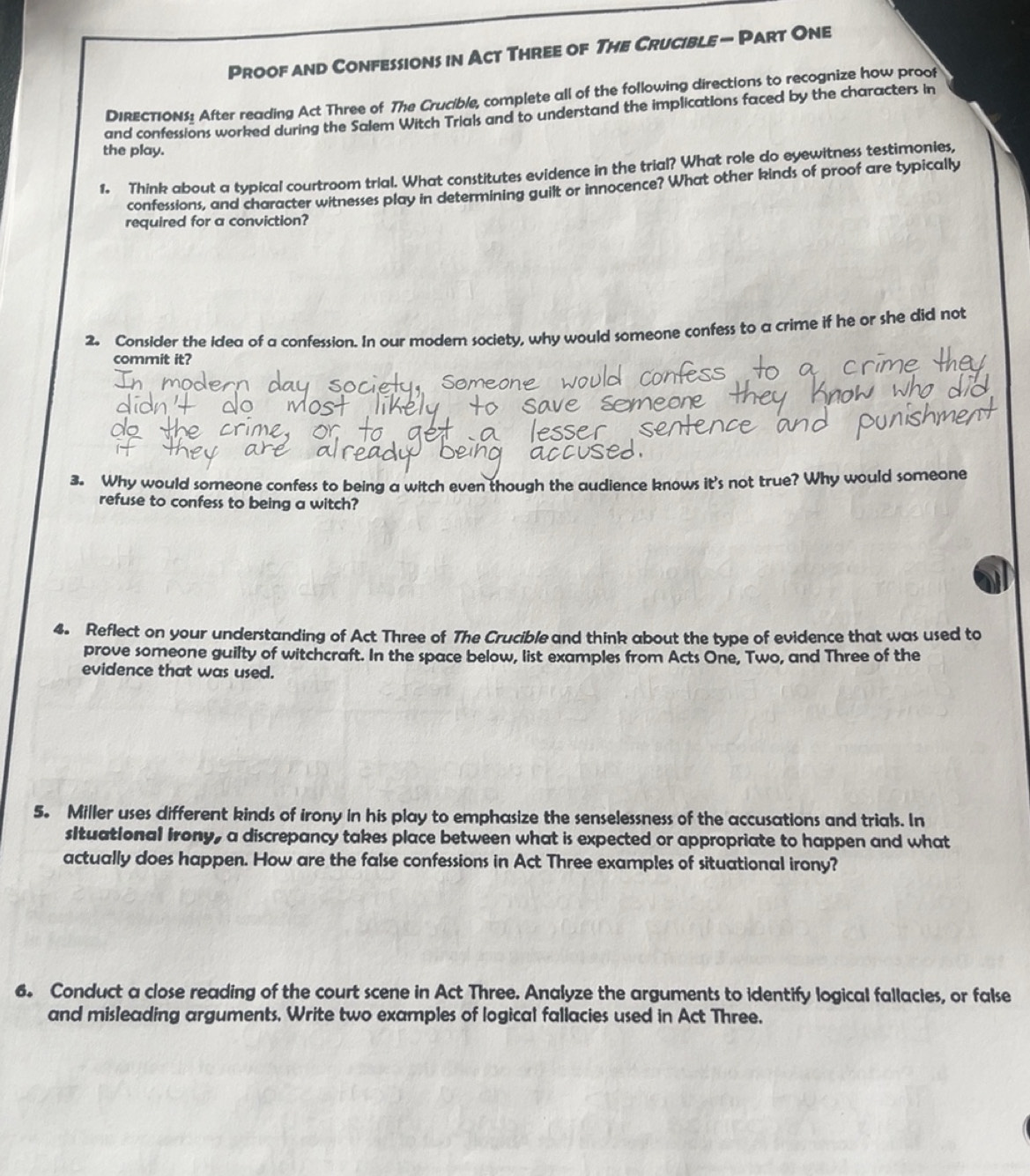 Solved: Proof and Confessions in Act Three of The Crucible — Part One ...