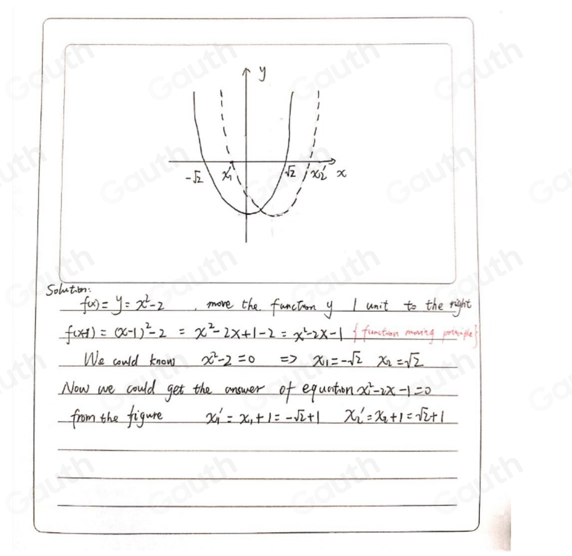 Solved: Here is the graph of y=x^2-2 Adrian is asked to use the graph ...