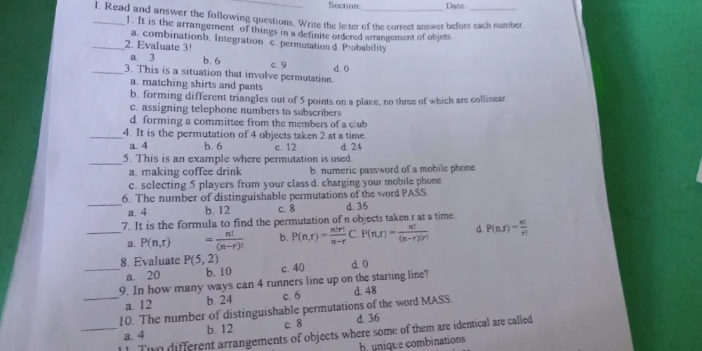 Solved: Date: _1. Read and answer the following questions. Write the ...