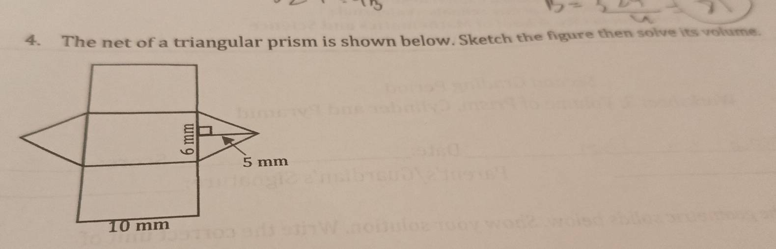 Solved: The net of a triangular prism is shown below. Sketch the figure then solve its volume ...