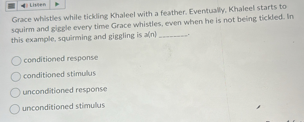 Solved: Listen Grace whistles while tickling Khaleel with a feather ...