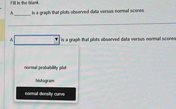 Solved: Fill in the blank. A _is a graph that plots observed data ...