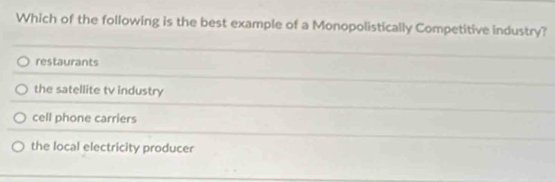 Solved: Which of the following is the best example of a ...