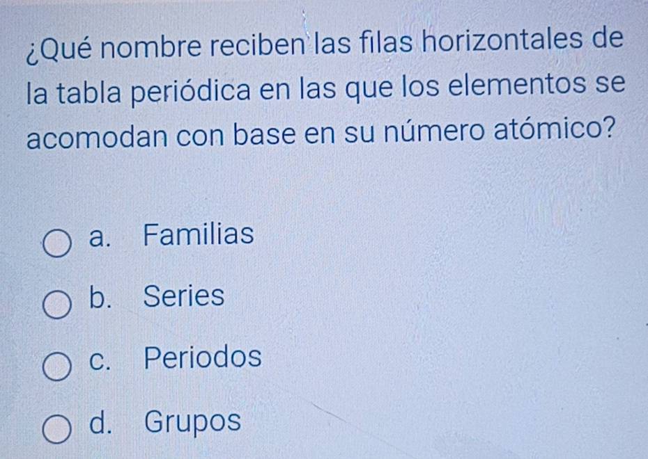 Resuelto:¿Qué nombre reciben las filas horizontales de la tabla ...