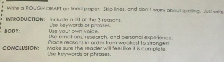 Solved: Write a ROUGH DRAFT on lined paper. Skip lines, and don't worry ...