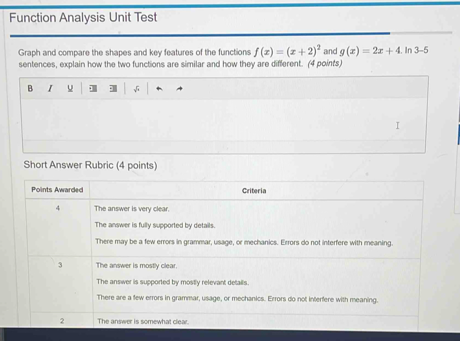 Solved: Function Analysis Unit Test Graph and compare the shapes and ...