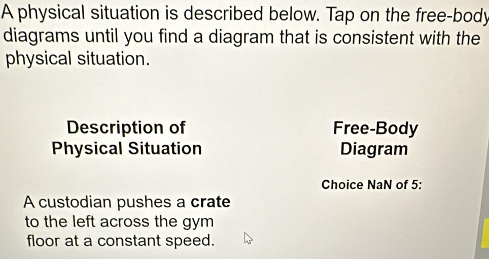 Solved: A physical situation is described below. Tap on the free-body ...