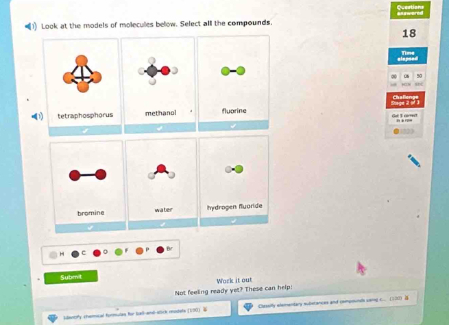 Solved: answered Questions Look at the models of molecules below ...